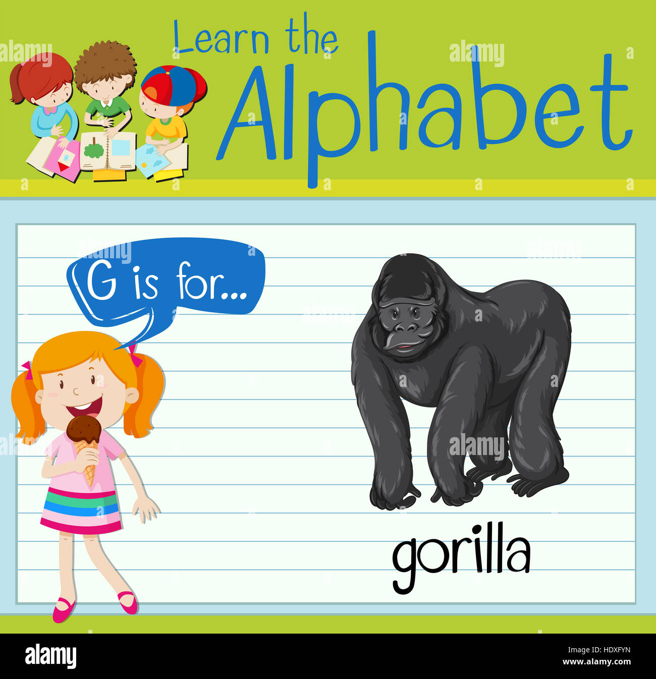 Flashcard letter G is for gorilla illustration Stock Photo - Alamy