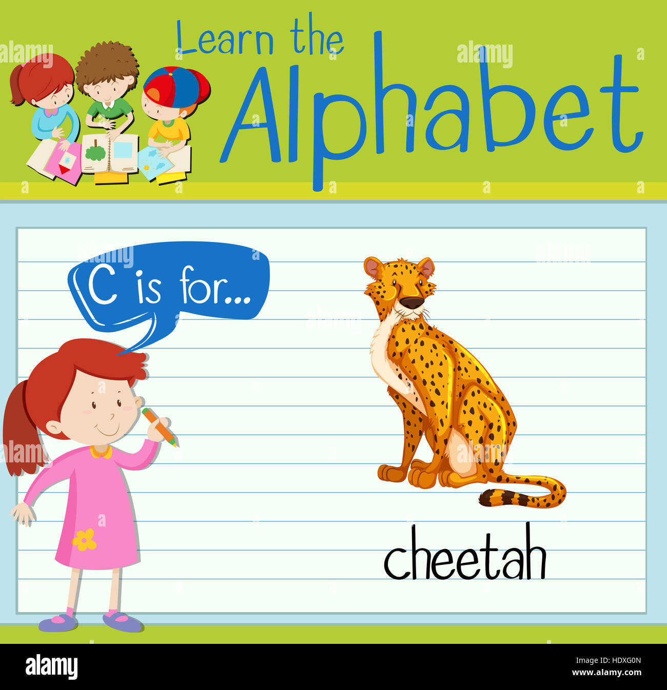 Flashcard letter C is for cheetah illustration Stock Photo - Alamy