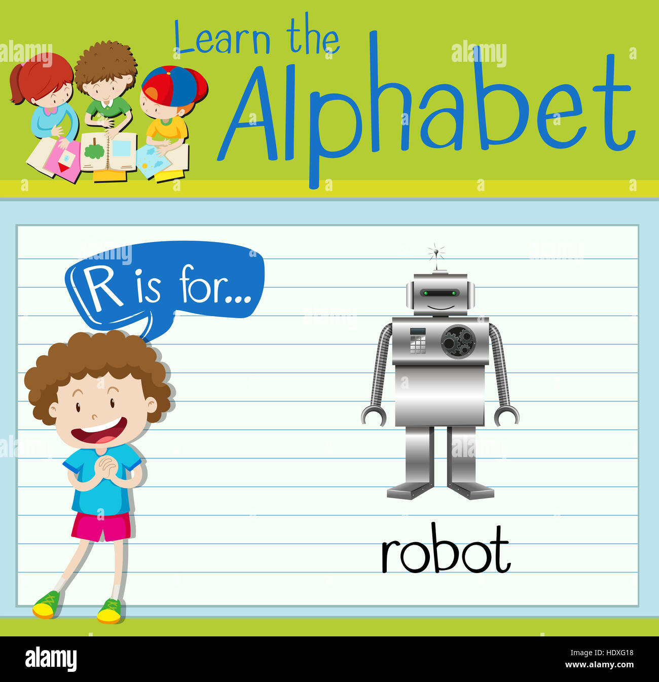 Flashcard letter R is for robot illustration Stock Photo - Alamy