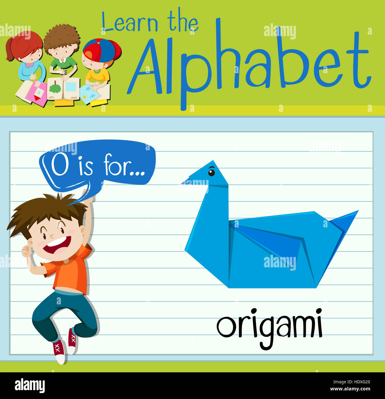 Flashcard letter O is for origami illustration Stock Photo - Alamy