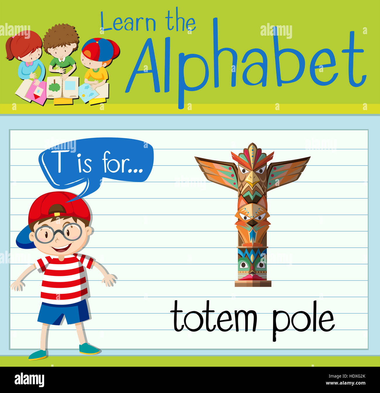 Flashcard letter T is for totem pole illustration Stock Photo - Alamy