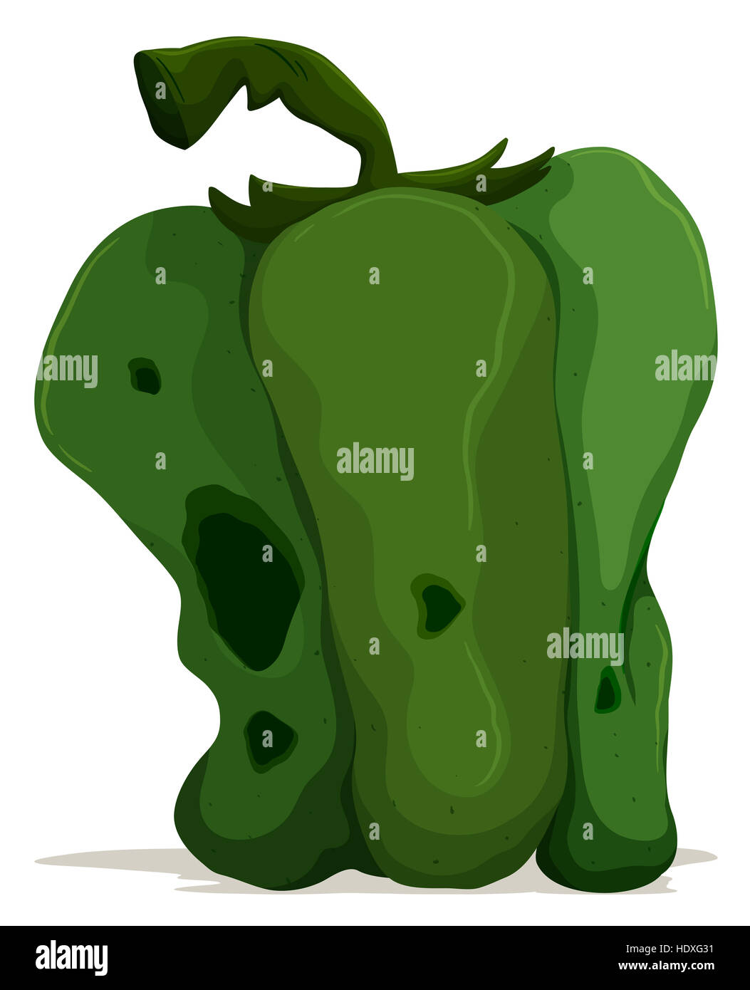 Rotten green capsicum on white background illustration Stock Photo - Alamy