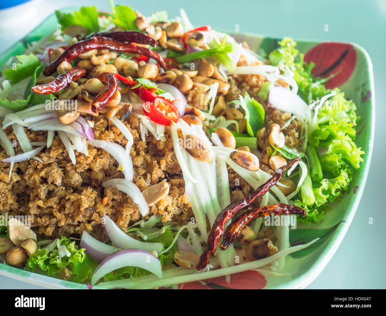 Yam pla duk foo, a classic Thai meal Stock Photo - Alamy