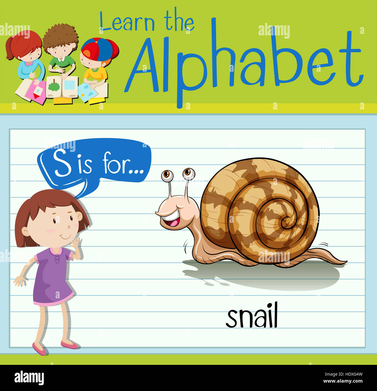 Flashcard letter S is for snail illustration Stock Photo - Alamy