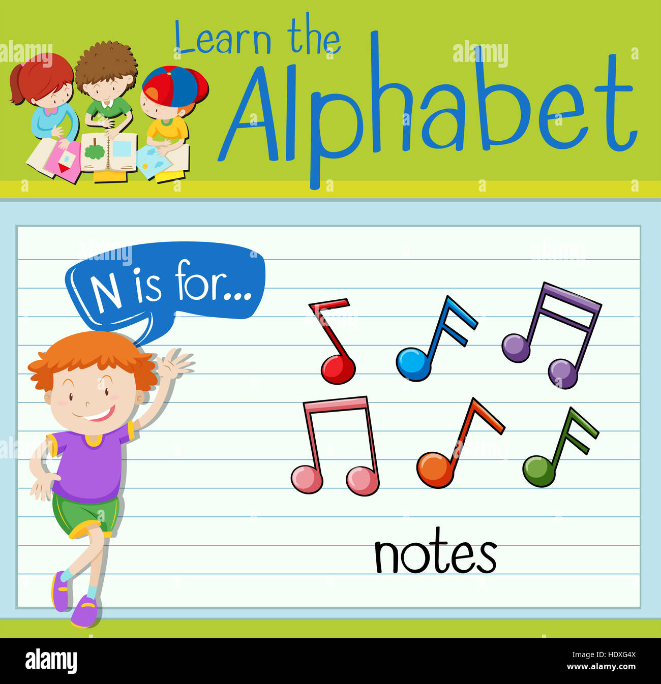 Flashcard letter N is for notes illustration Stock Photo - Alamy