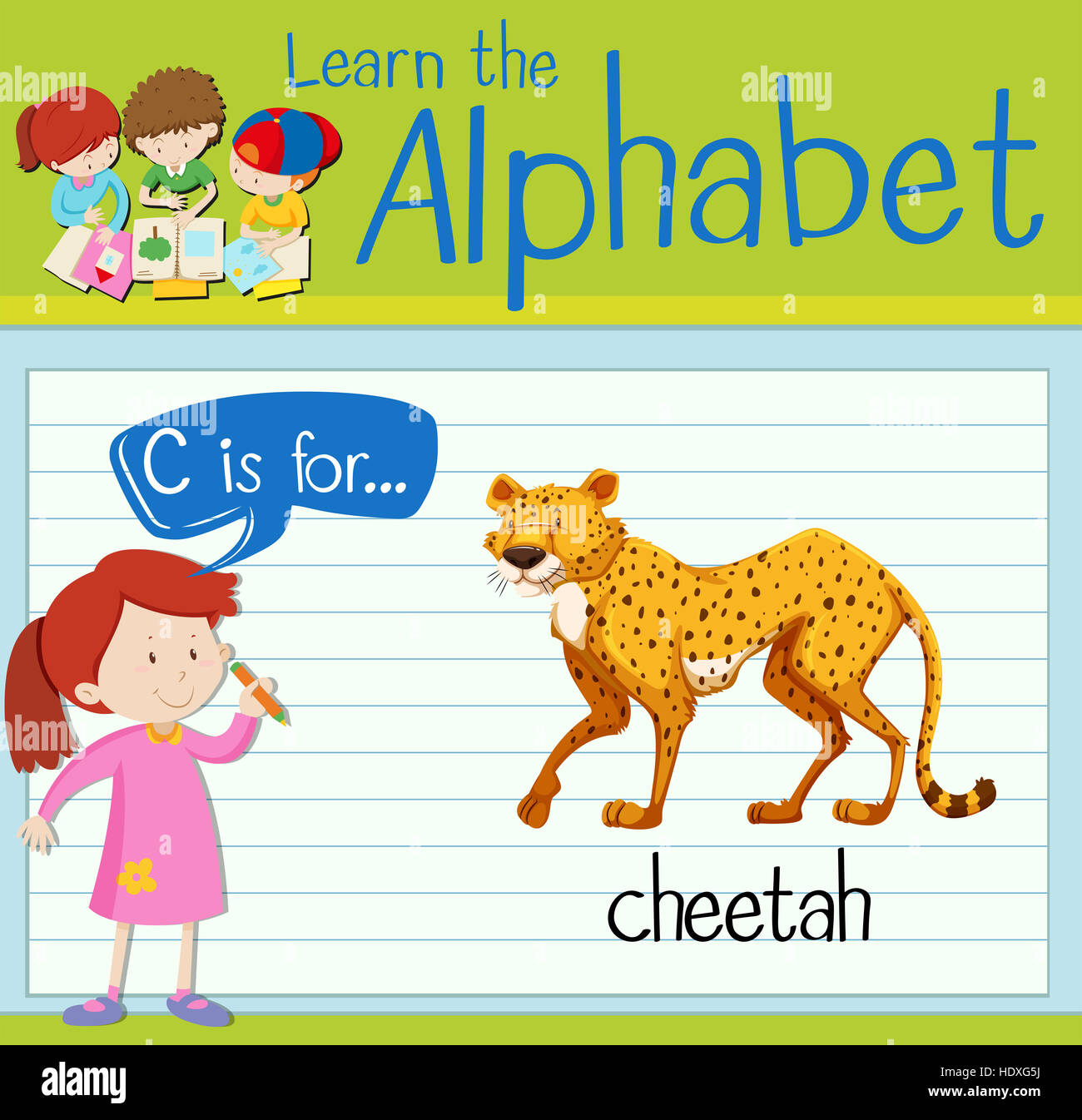Flashcard letter C is for cheetah illustration Stock Photo - Alamy