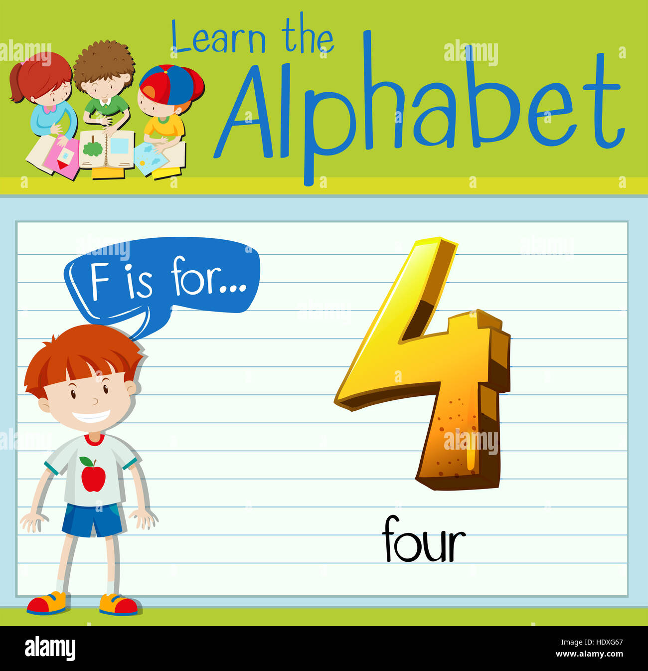 Flashcard letter F is for four illustration Stock Photo - Alamy