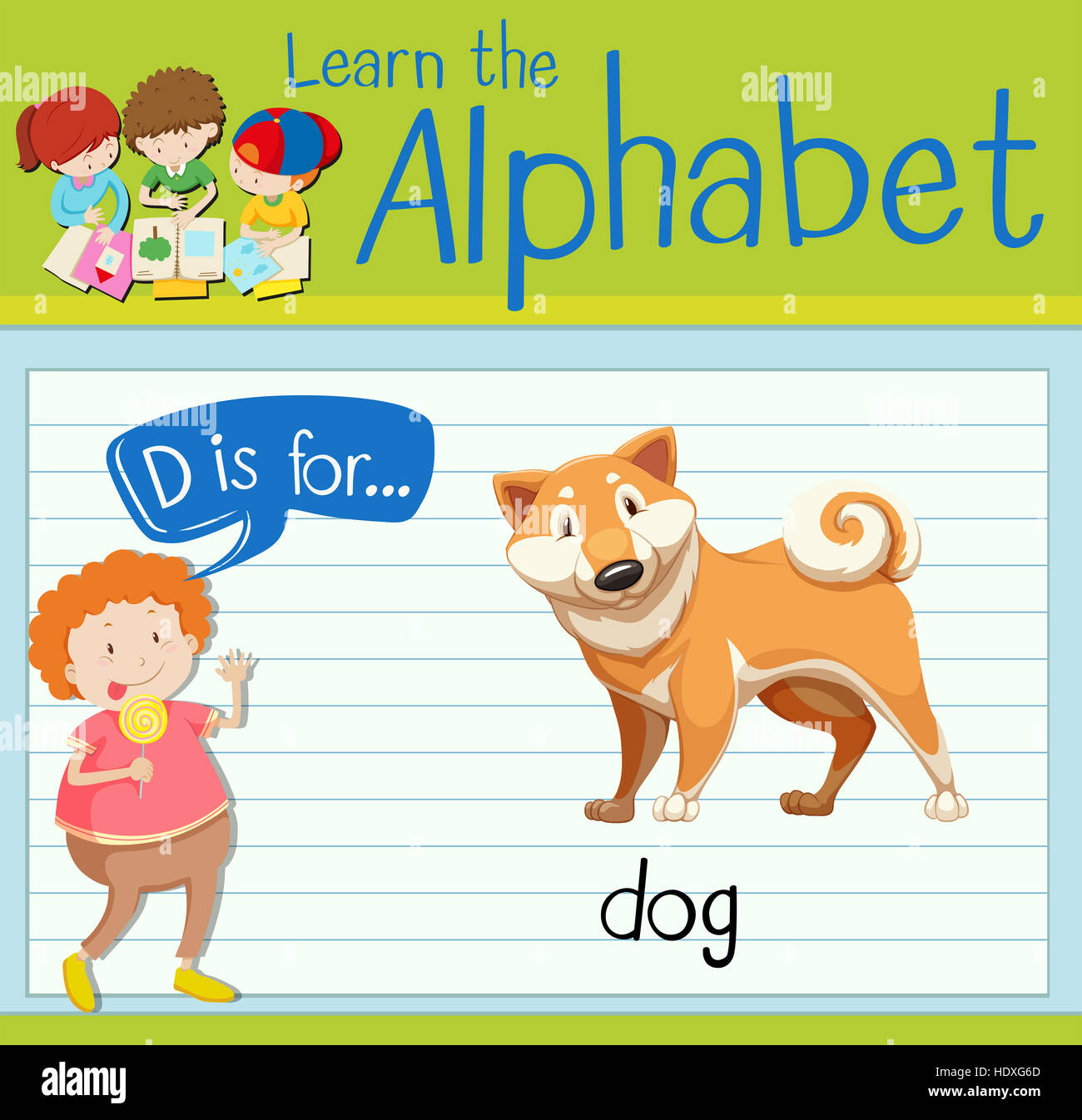 Flashcard letter D is for dog illustration Stock Photo - Alamy