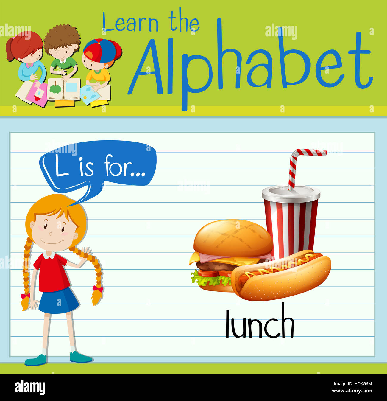 Flashcard letter L is for lunch illustration Stock Photo - Alamy