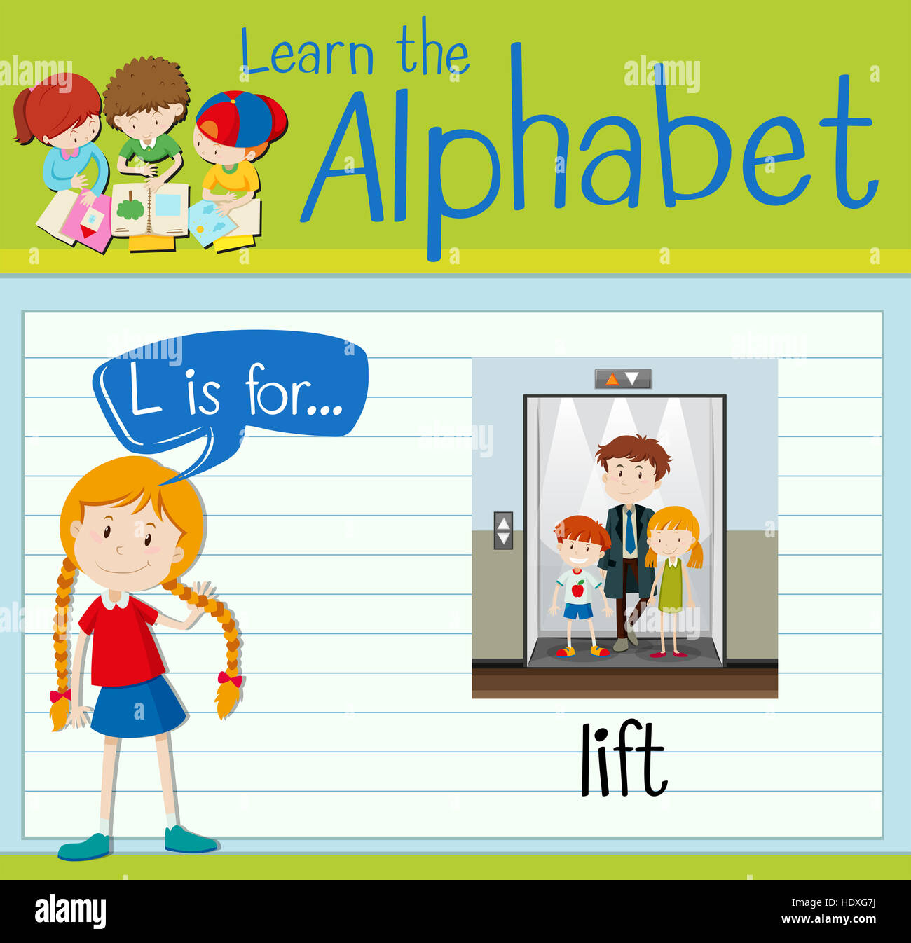Flashcard letter L is for lift illustration Stock Photo - Alamy