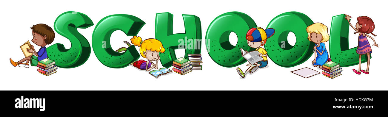 Font design for word school illustration Stock Photo - Alamy
