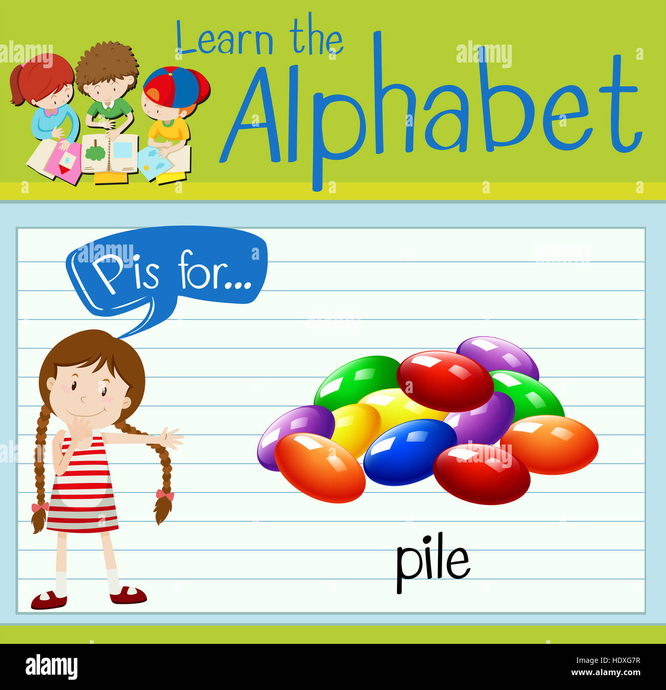 Flashcard letter P is for pile illustration Stock Photo - Alamy