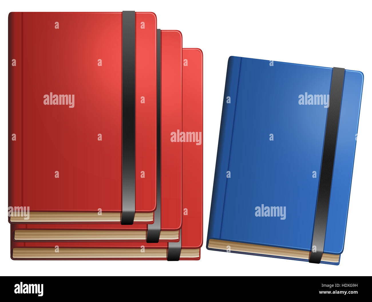 Red books and blue book on white background illustration Stock Photo ...