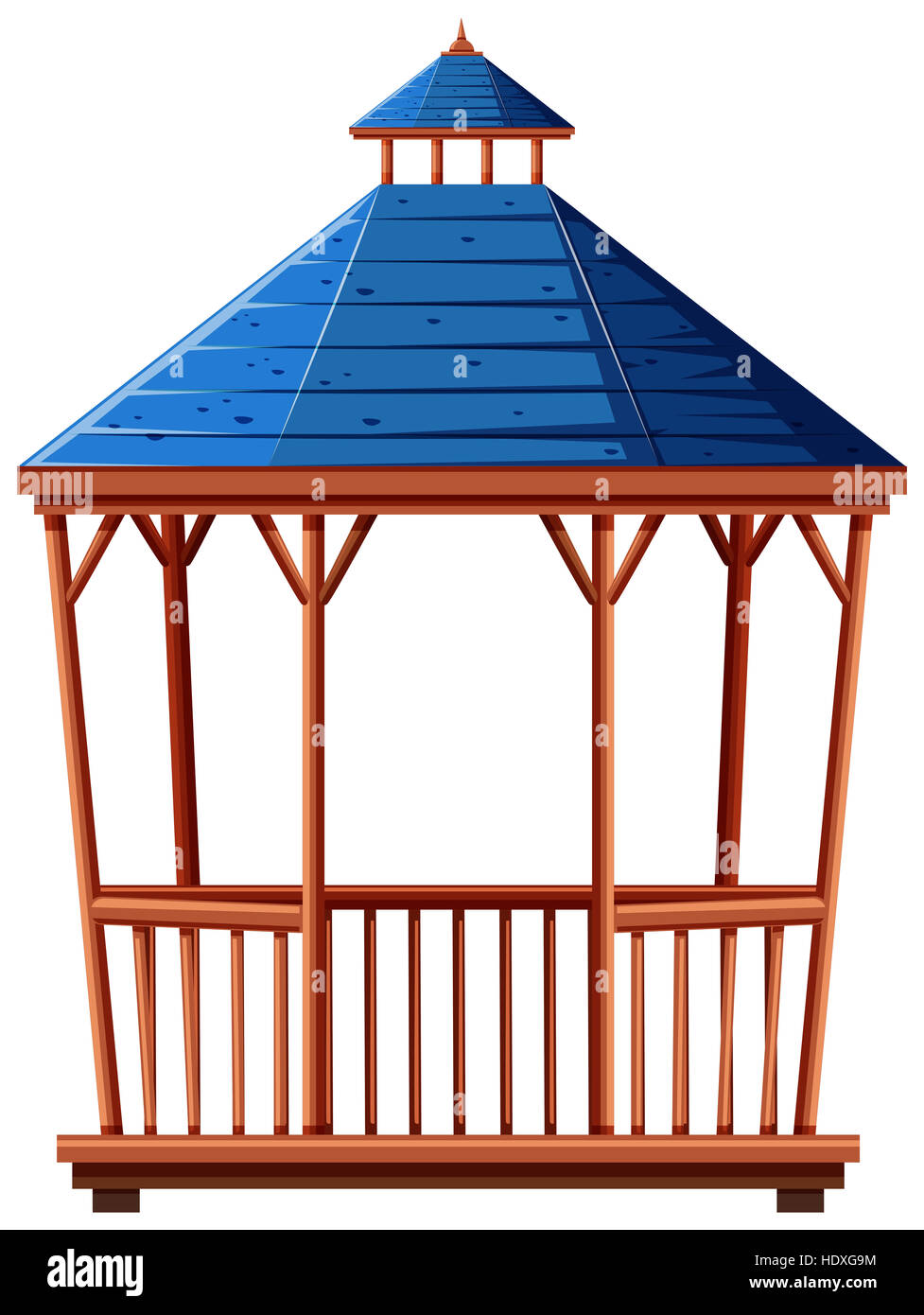 Pavilion with blue roof illustration Stock Photo - Alamy