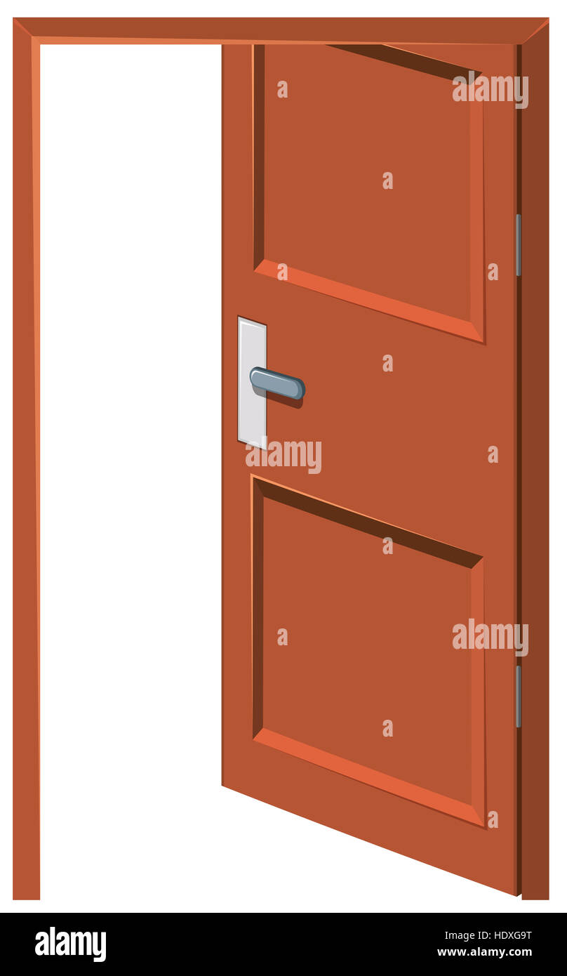 Wooden door left open illustration Stock Photo - Alamy