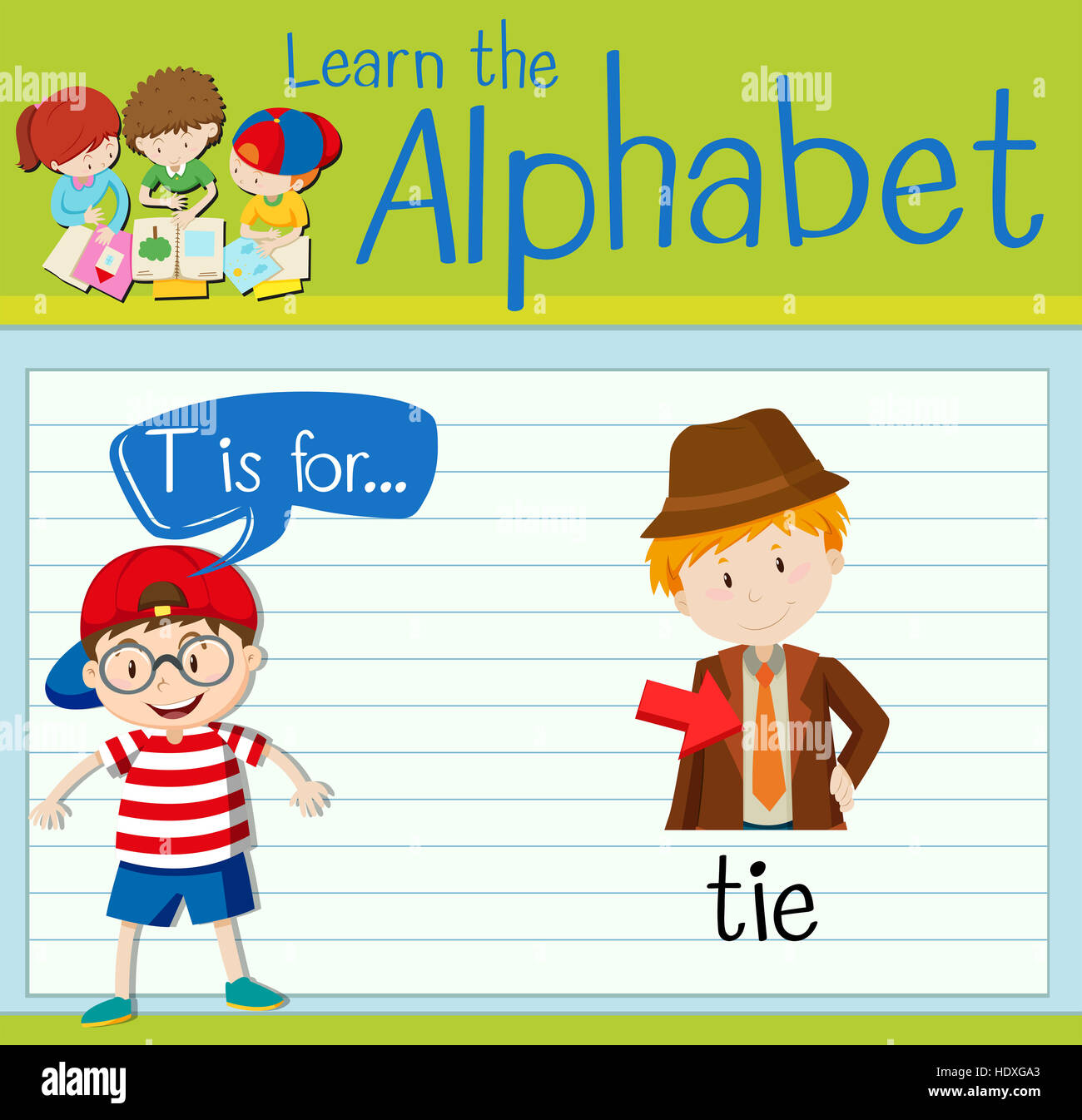 Flashcard letter T is for tie illustration Stock Photo - Alamy