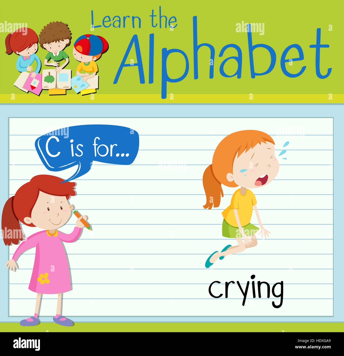 Flashcard letter C is for crying illustration Stock Photo - Alamy