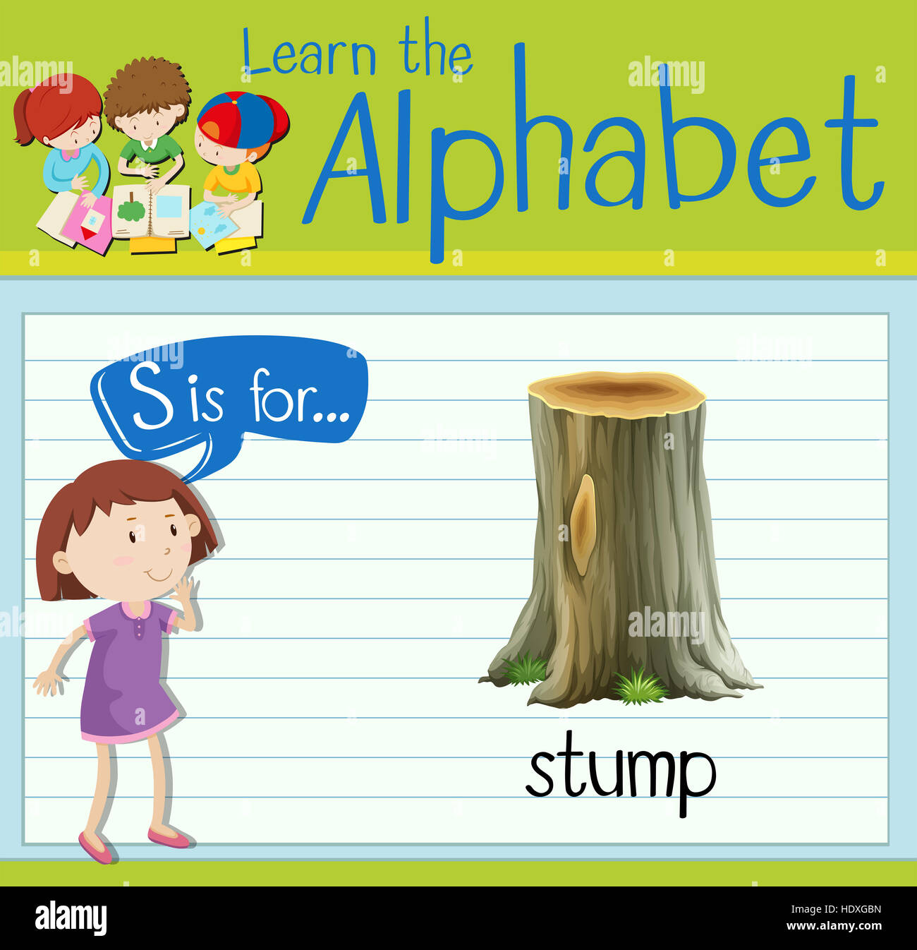 Flashcard letter S is for stump illustration Stock Photo - Alamy