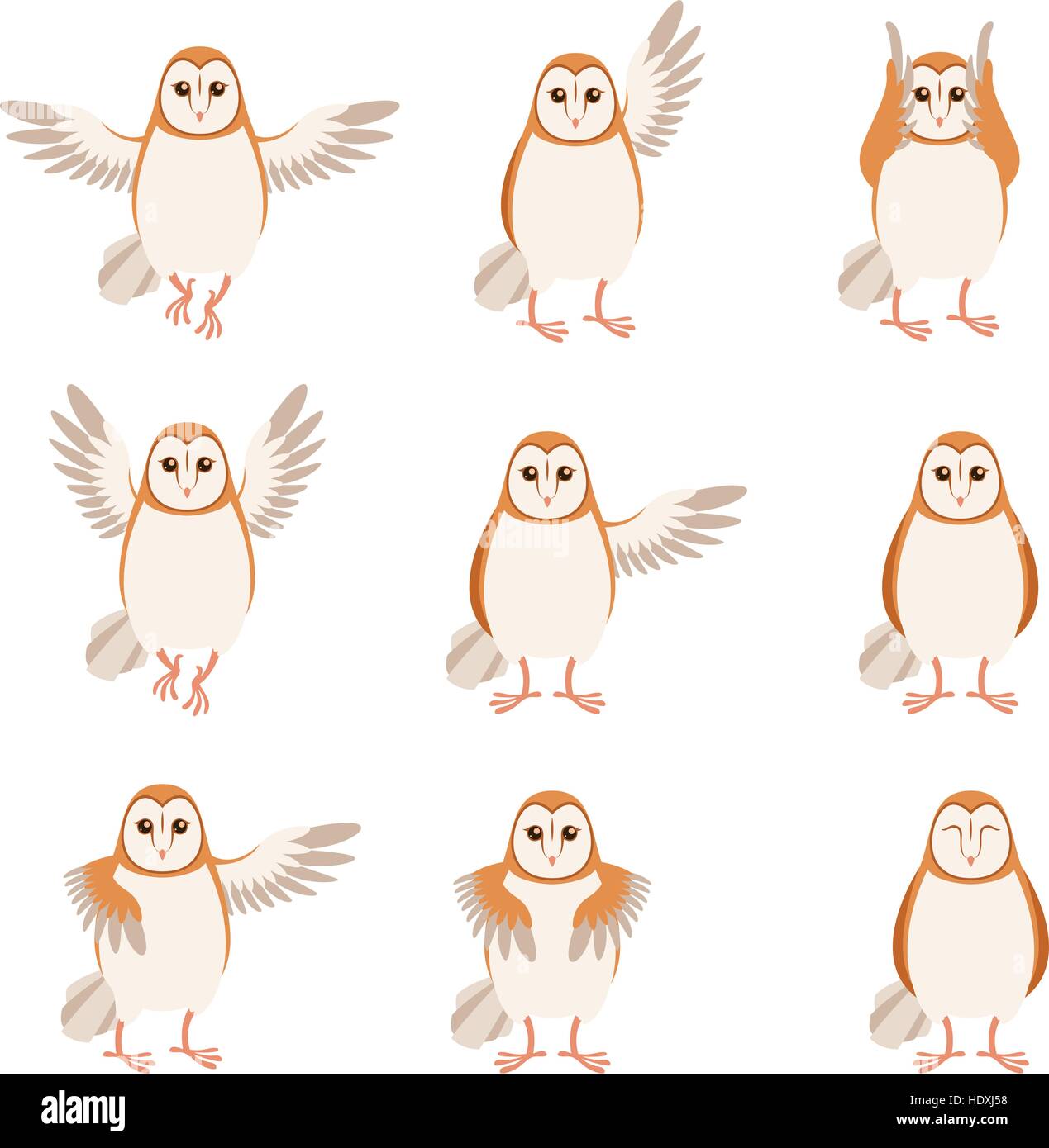 Vector image of the Set of flat icons of screech-owl Stock Vector Image ...