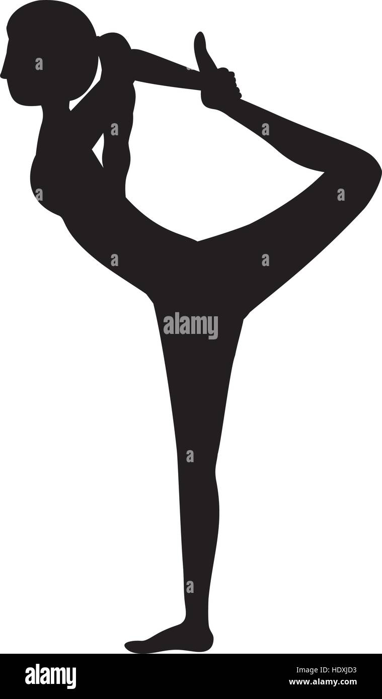 Girl practice stretch icon. Fitness person sport health and balance ...