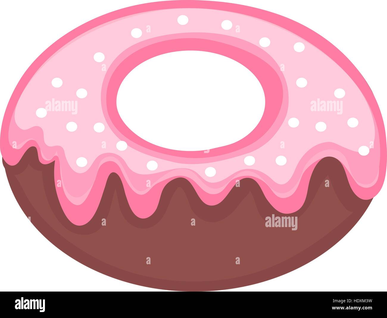 Sweet donut, flat cartoon style. Glazed with powder. Isolated on white ...