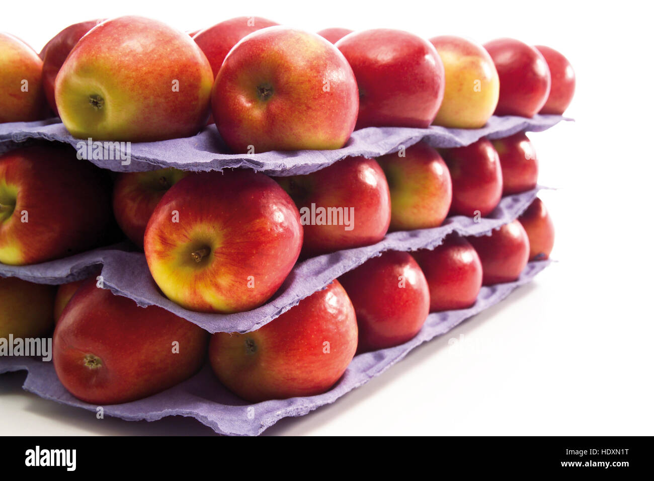 Trays of red Apples Stock Photo - Alamy