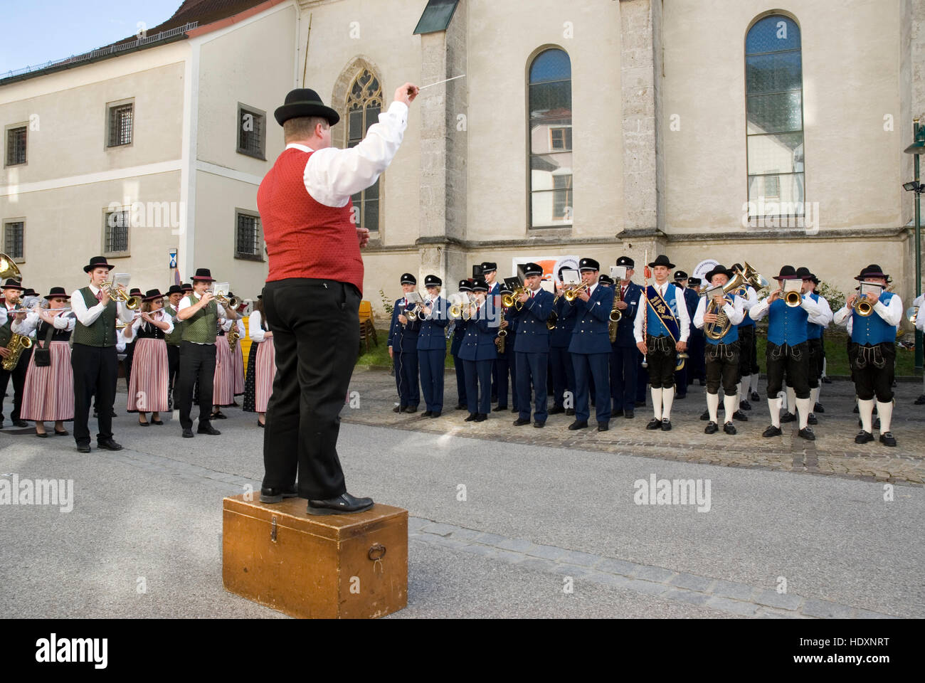 Bandleader conducting several bands simultaneously, Losenstein, Upper ...