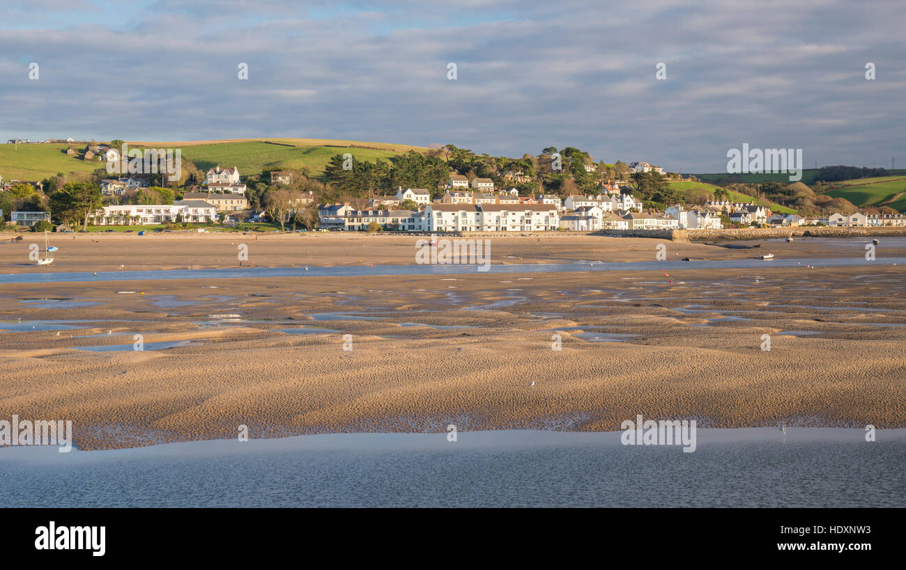 An estuary view of Instow from Appledore with the River Torridge at low ...