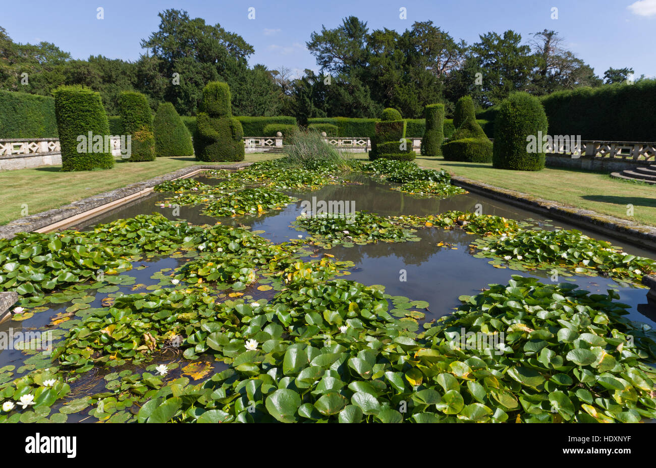 Formal gardens in the grounds of Apethorpe Palace, a stately home in ...