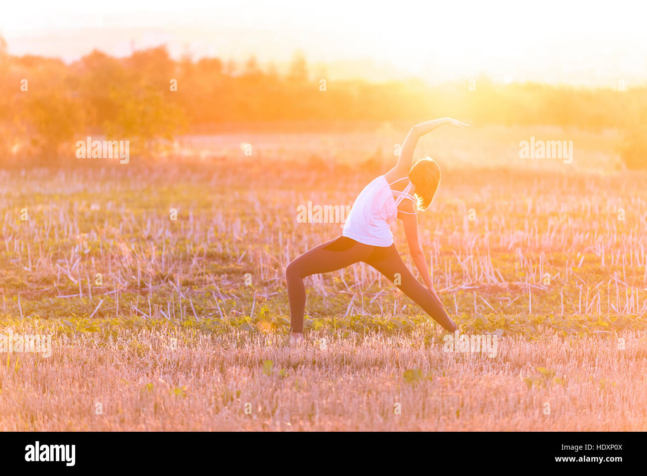 Woman doing yoga exercises Stock Photo - Alamy