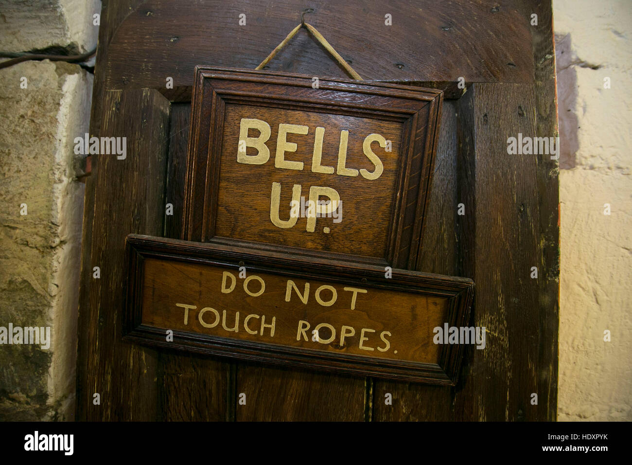 OXFORDSHIRE, ENGLAND. November 20 2016. The door to the bell ringing ...