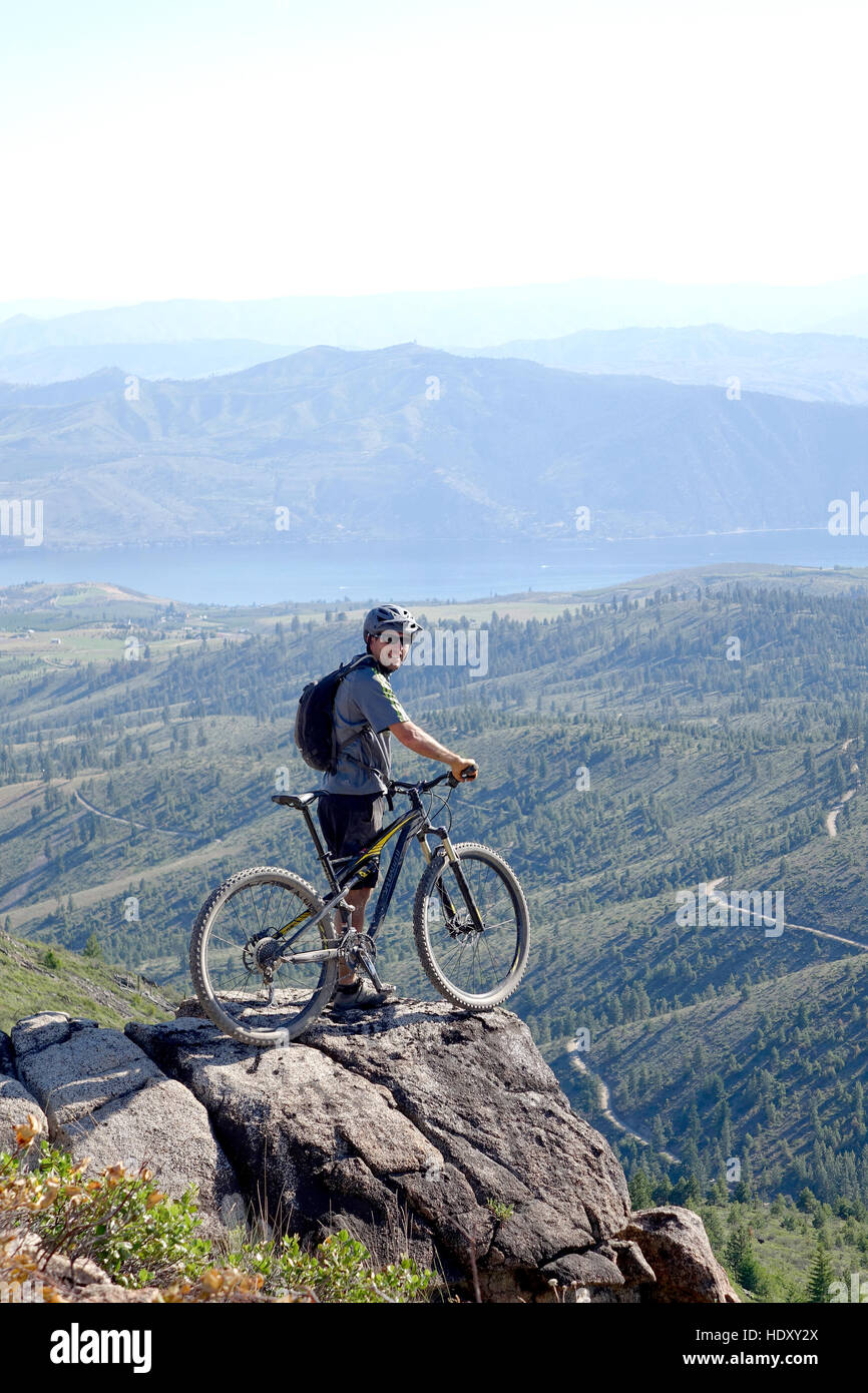 Posing on Mallory's Trail at Echo Ridge in Chelan, Washington Stock ...