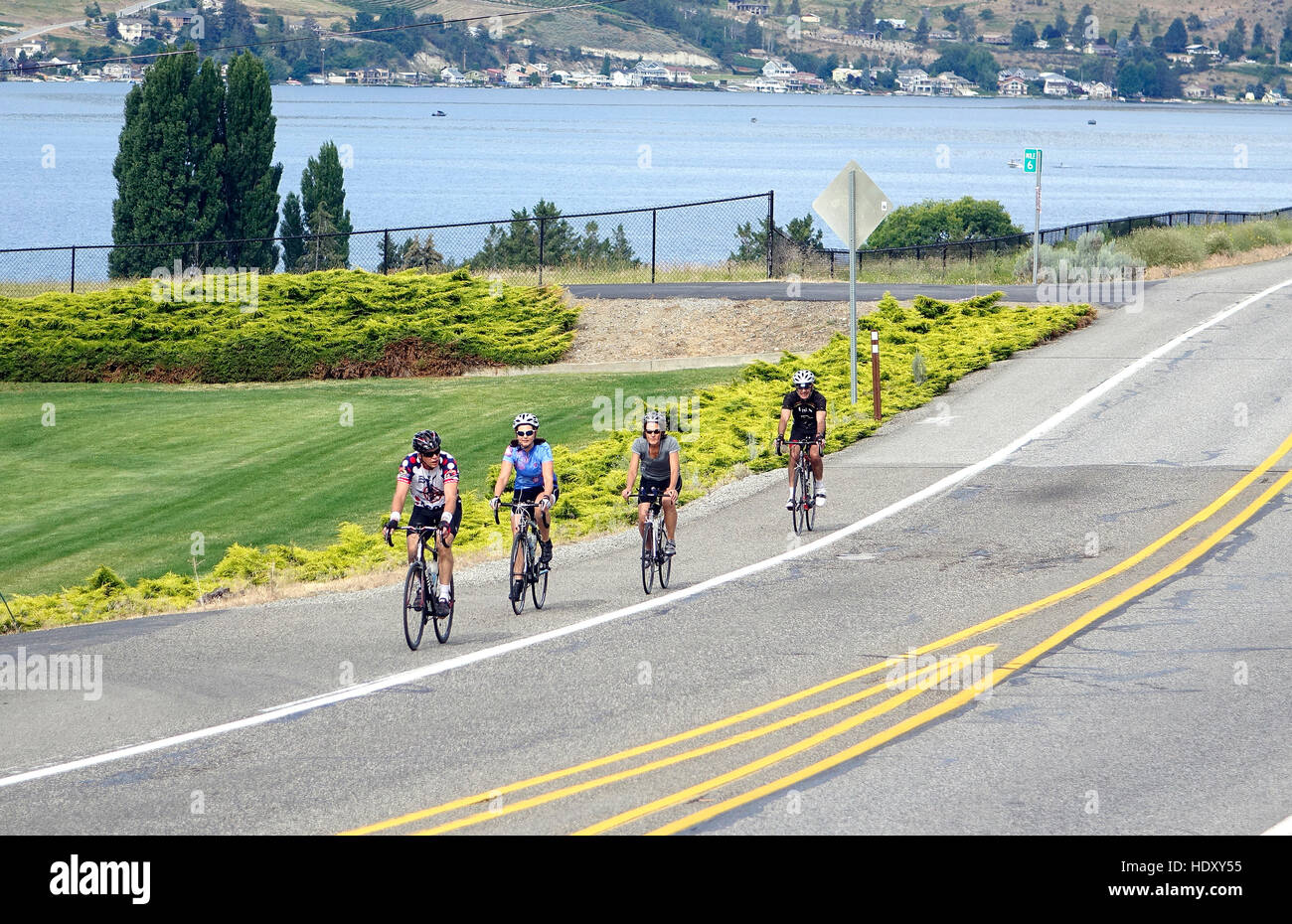 Bicyling Lake Chelan Stock Photo - Alamy