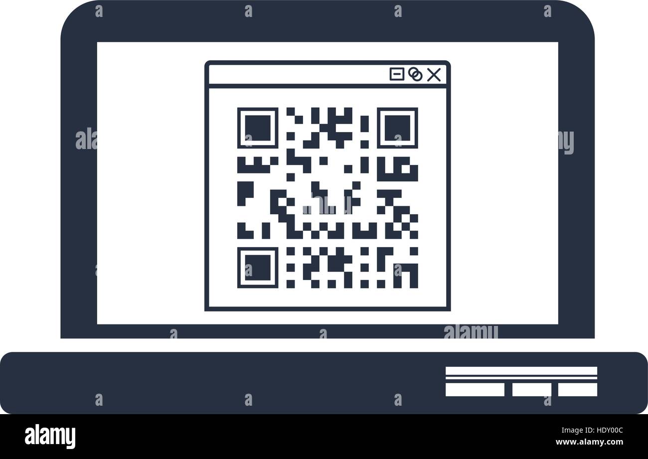 Qr code and laptop icon. Scan technology information price and digital ...