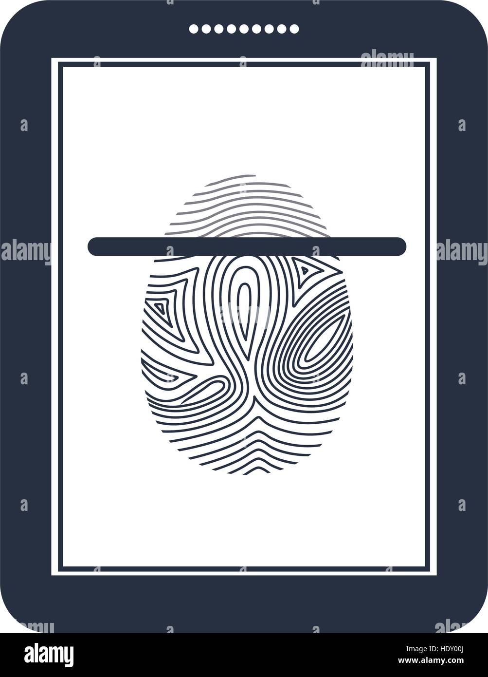 Fingerprint and tablet icon. Identity security print and privacy theme ...