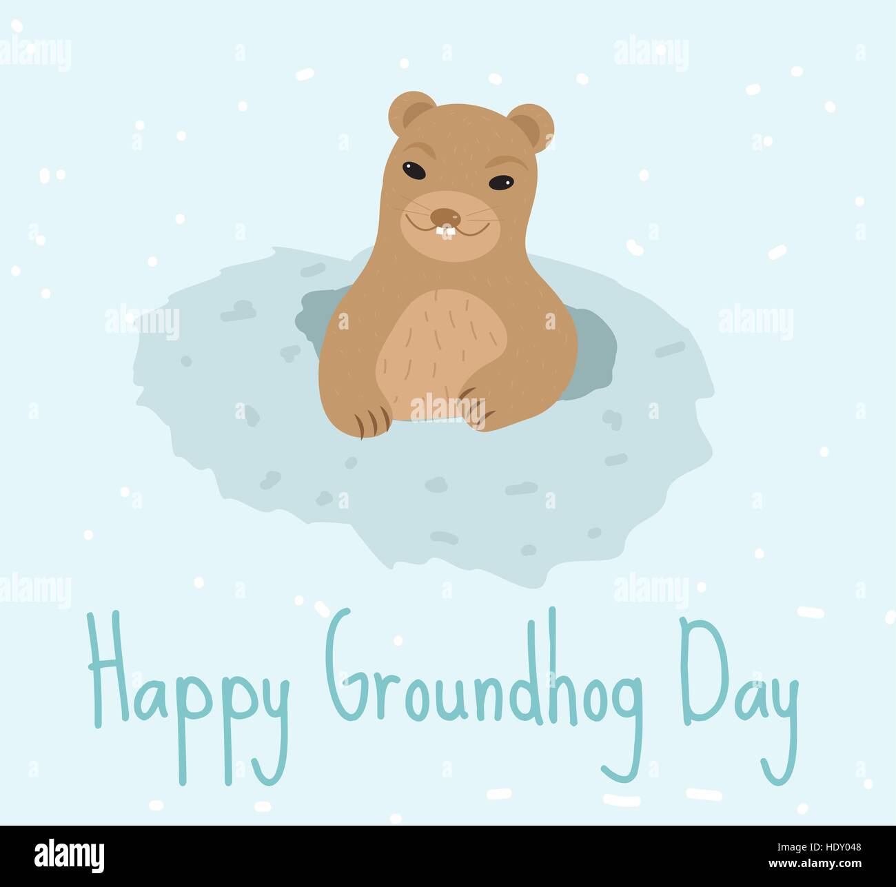 Happy Groundhog Day. Greeting card flat style. Celebration of spring ...