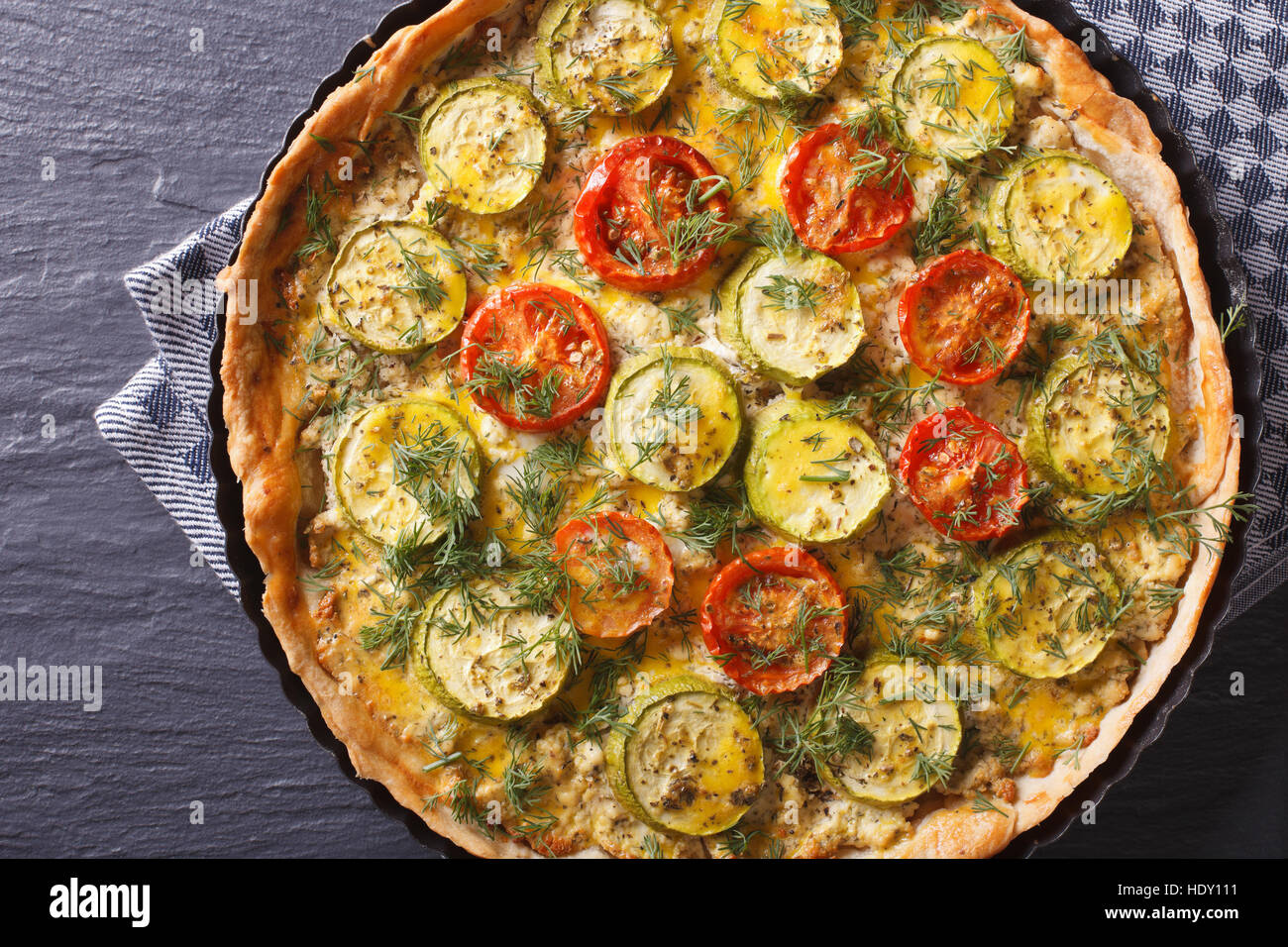 Fresh vegetable pie homemade closeup. horizontal top view Stock Photo ...