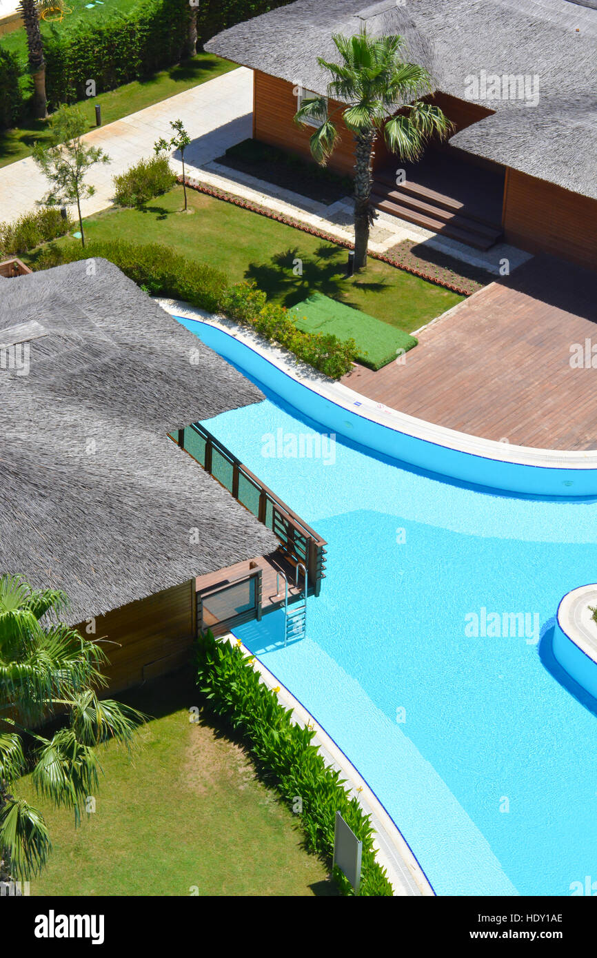 Bamboo roof villa with swimming pool Stock Photo - Alamy