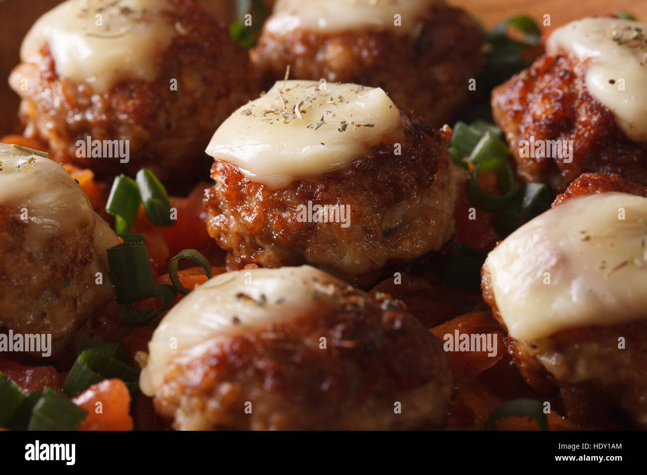 Hot fried meat balls with mozzarella macro. horizontal Stock Photo - Alamy