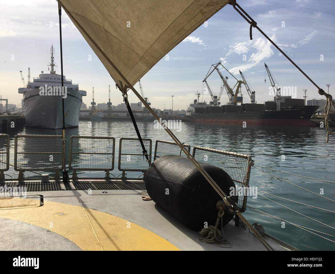 Ships in commercial port in Casa Port, Casablanca, Morocco Stock Photo ...