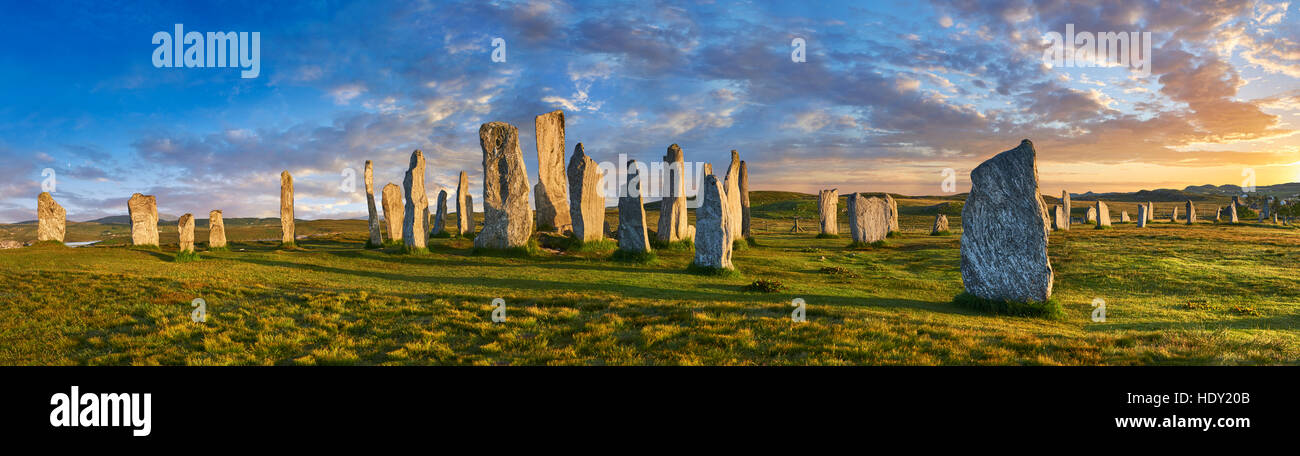 Panorama of Calanais Standing Stones central stone circle erected ...