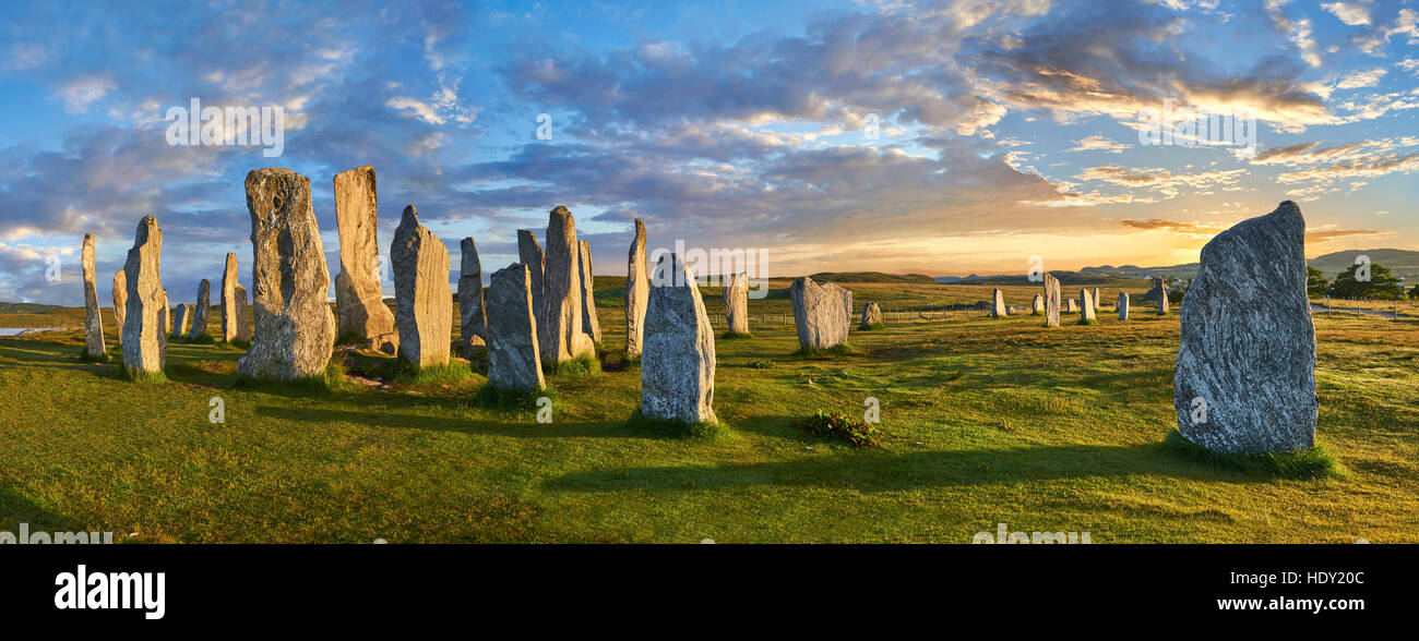 Panorama of Calanais Standing Stones central stone circle erected ...