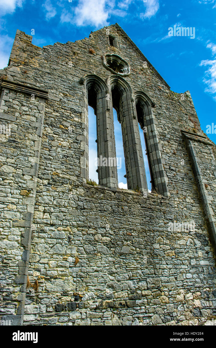 Wall of a Church Ruin with Window in Ireland Stock Photo - Alamy