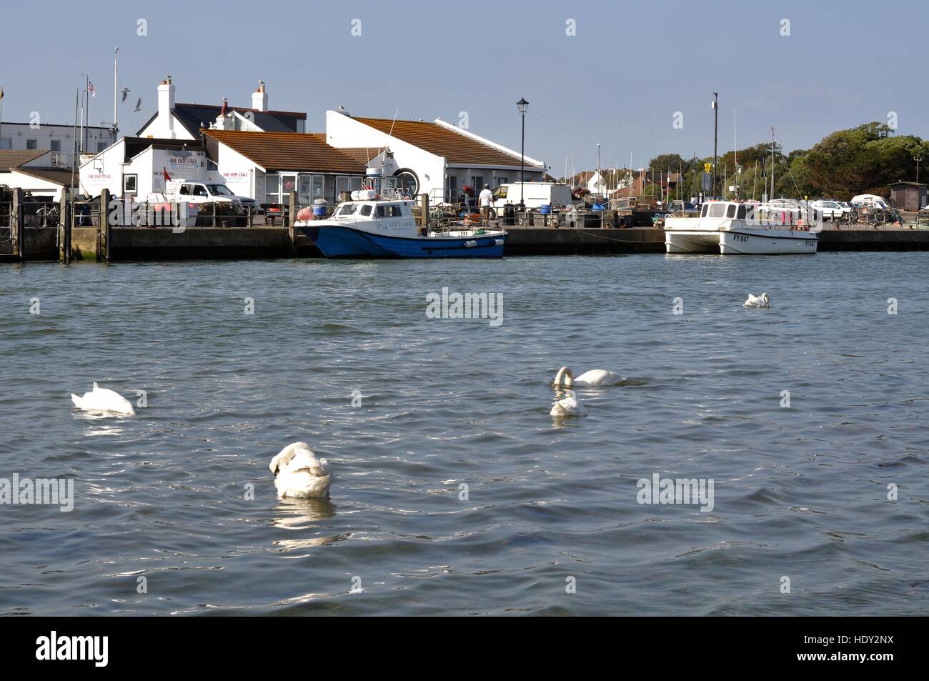 Mudeford Quay, Dorset, at the entrance to Christchurch harbour. This ...