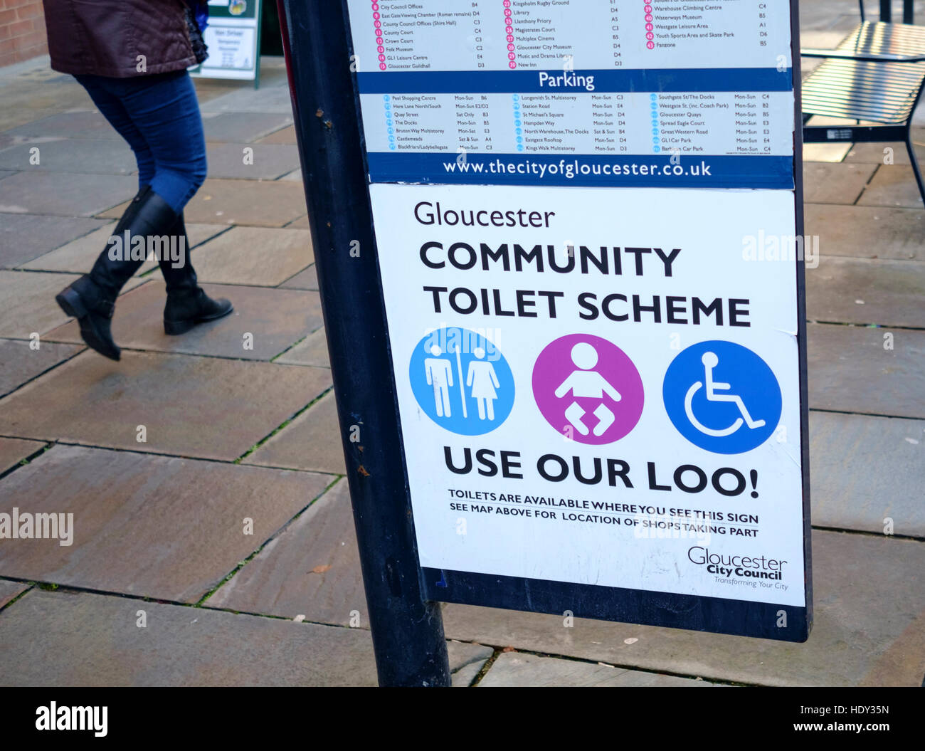 Gloucester community toilet scheme sign Stock Photo - Alamy