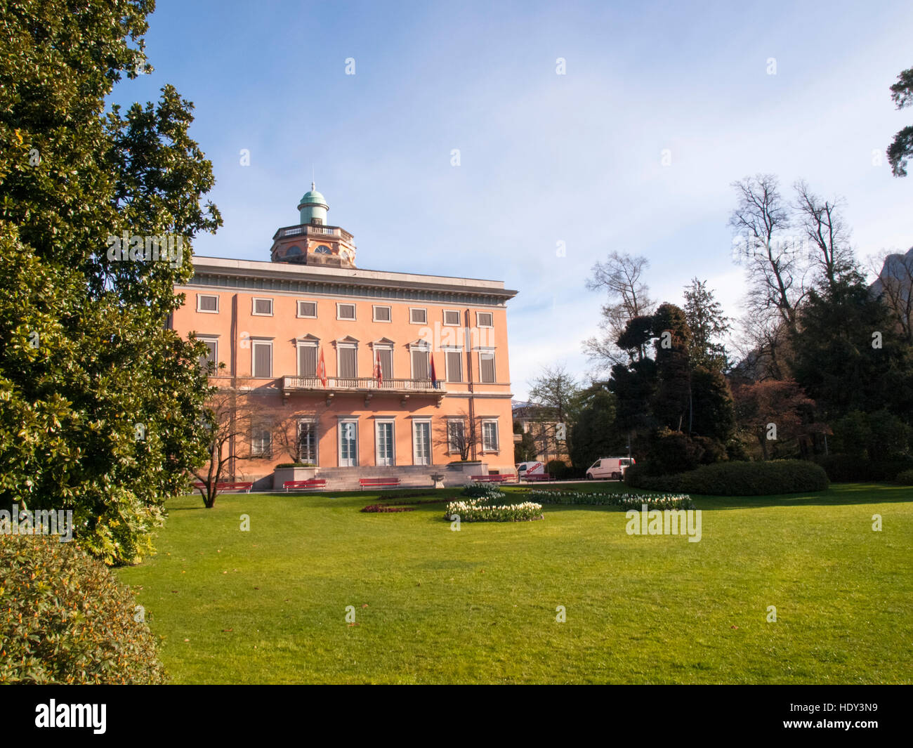Lugano, Switzerland - April 8, 2015: Villa Ciani inside the botanical ...