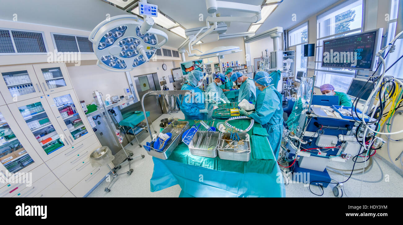 Surgeons-Heart valve replacement surgery, operating room, Reykjavik ...