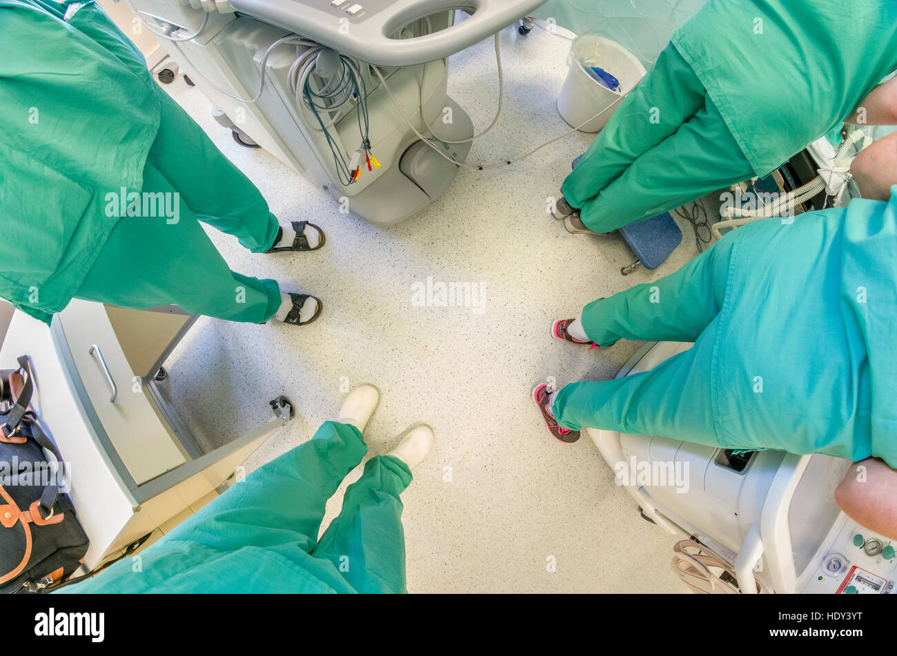 Surgeons, Heart valve replacement surgery, operating room, Reykjavik ...