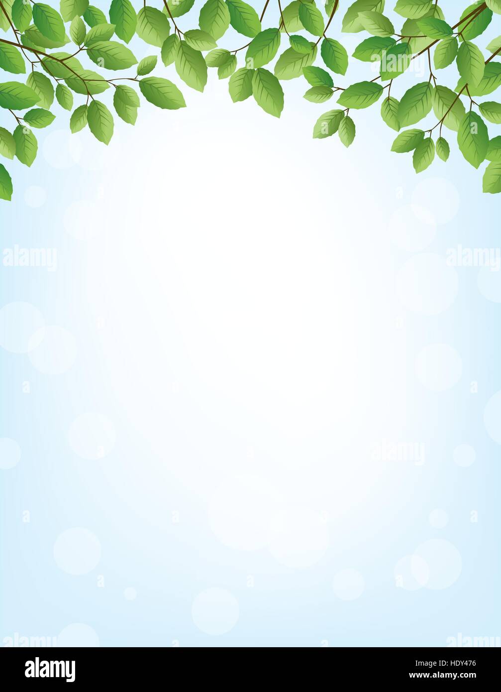 Background for springtime, border of leaves on top, large copy space ...