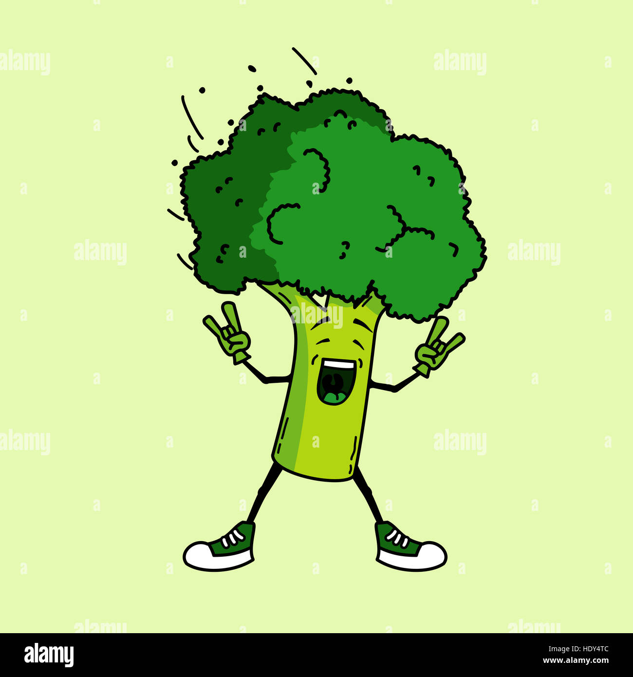 Funny broccoli vegetable cartoon illustration hi-res stock photography ...